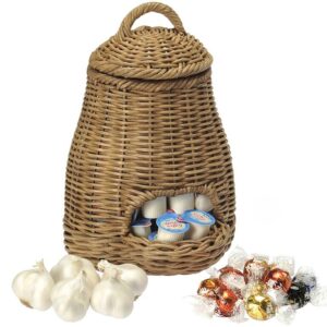 KOUBOO 1020027 Wicker Garlic Fruit and Vegetable Storage Basket, Small, 7.5" x 7.5" x 10.5" , brown