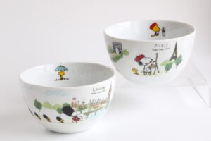 シミズ陶業(shimizutougyou) london paris snoopy bowl, set of 2