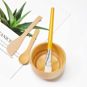 Bamboo Face Mask Mixing Bowl Set DIY Tools Set Skin Care Eco Friendly Wooden Set, 6 in 1 Set Bowl,Spatula,Spoon,Brush,Headband Washable Sponge Green Headband Set (Green Headband)