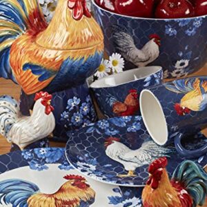 Certified International Indigo Rooster 24 oz. Ice Cream/Dessert Bowls, Set of 4, Multicolor