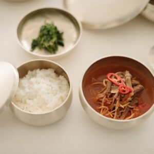 Premium Brassware Rice Bowl Soup Bowl Set Korean Traditional Handmade Tableware Bronzeware BANGJJA YUGI Dinnerware (C)