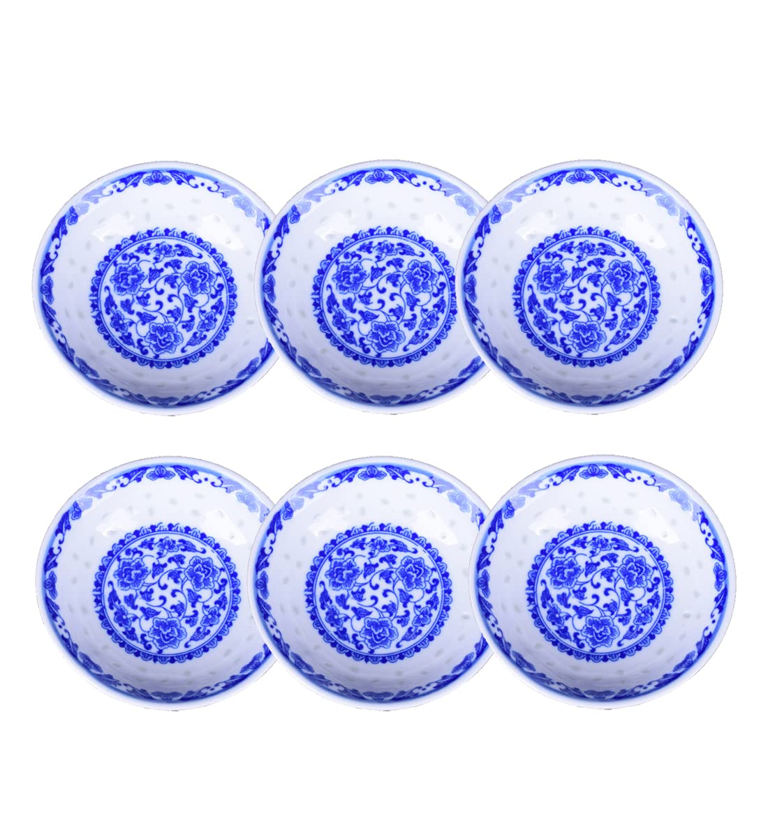 Fashion & Lifestyle Blue and White Floral Ceramic Dip Bowls Set, Porcelain Dip Mini Bowls Soy Sauce Dish, dipping Bowls, Appetizer side dishes for party, family,set of 6