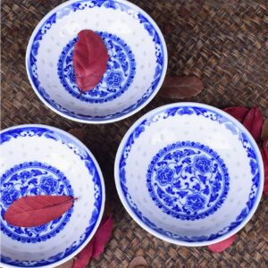 Fashion & Lifestyle Blue and White Floral Ceramic Dip Bowls Set, Porcelain Dip Mini Bowls Soy Sauce Dish, dipping Bowls, Appetizer side dishes for party, family,set of 6