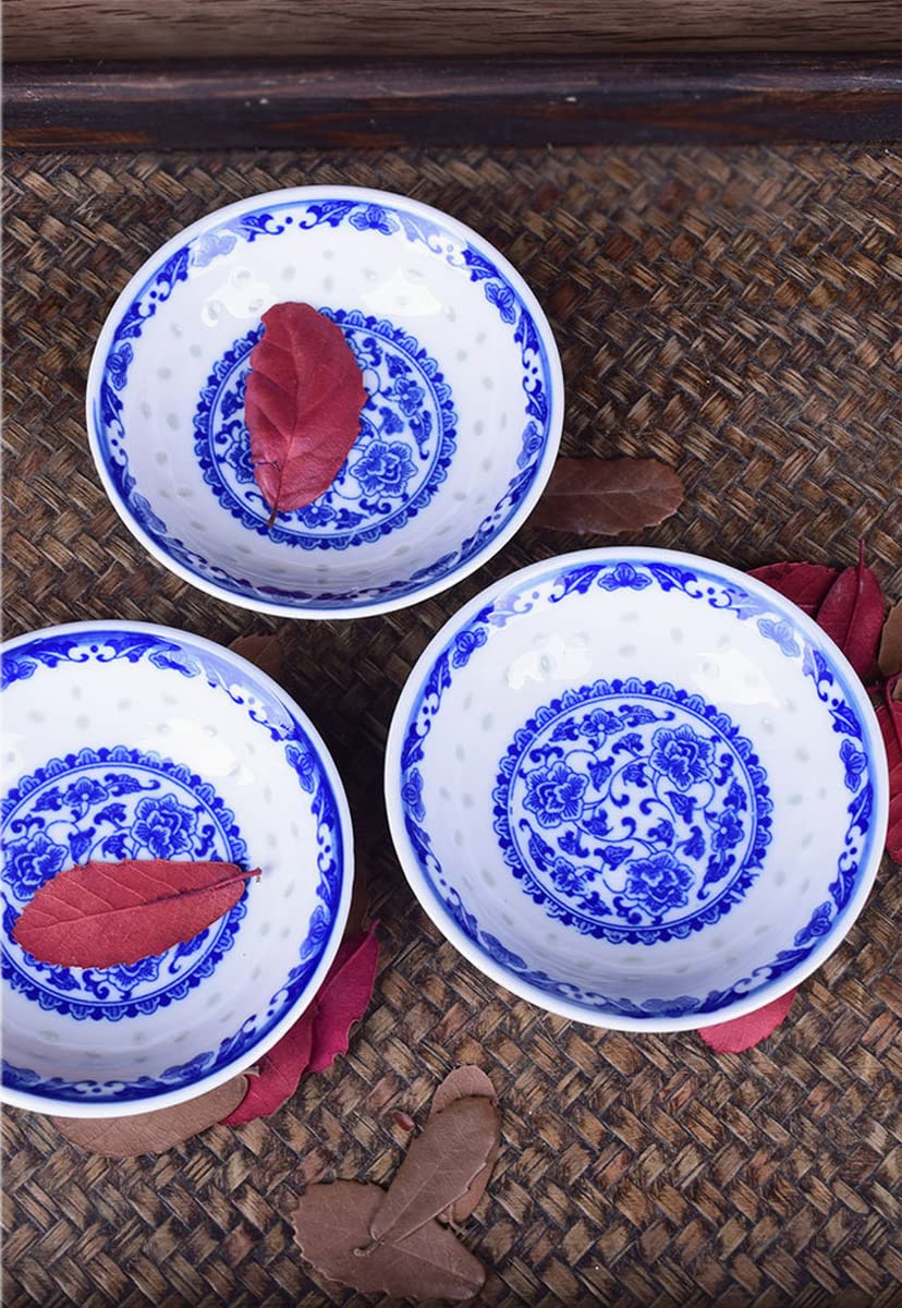 Fashion & Lifestyle Blue and White Floral Ceramic Dip Bowls Set, Porcelain Dip Mini Bowls Soy Sauce Dish, dipping Bowls, Appetizer side dishes for party, family,set of 6