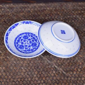 Fashion & Lifestyle Blue and White Floral Ceramic Dip Bowls Set, Porcelain Dip Mini Bowls Soy Sauce Dish, dipping Bowls, Appetizer side dishes for party, family,set of 6