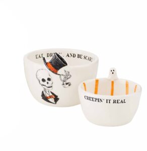 mud pie halloween nested dip bowl set of 2 (skeleton)