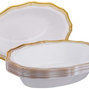 Elegant Aristocrat Collection White/Gold Dessert Bowls (Pack of 10) - Unmatched Quality - Perfect for Dinner Parties & Special Occasions