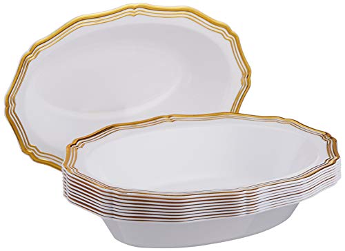 Elegant Aristocrat Collection White/Gold Dessert Bowls (Pack of 10) - Unmatched Quality - Perfect for Dinner Parties & Special Occasions