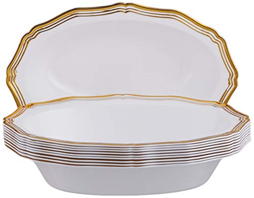 Elegant Aristocrat Collection White/Gold Dessert Bowls (Pack of 10) - Unmatched Quality - Perfect for Dinner Parties & Special Occasions