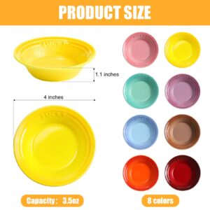 Ramede 24 Pcs Ceramic Dipping Bowls 3.5 oz Soy Sauce Dishes Terracotta Pinch Bowl Small Condiments Server Dish for Cooking Prep, Sushi, Sauce, Snack, Tea Bags and Soy, 8 Colors