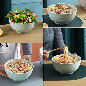 SNOMEL 8Pack 55Oz Large Serving Bowls, Salad Bowls Mixing Bowls, Deep Soup Bowl Cereal Bowl, Big Bowls for Pasta Popcorn Pho, Dishwasher Safe, Green