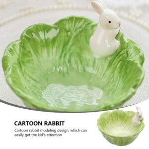 Yardwe Fruit Bowl Cute Cereal Bowls Cartoon Cabbage with Rabbit Shaped Ceramic Bowls 2pcs Rice Bowls Salad Bowls Soup Bowls Small Serving Bowls for Easter Party Table Decor