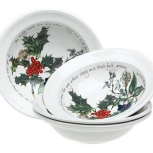 Portmeirion Holly and Ivy Oatmeal/Soup Bowls, Set of 6