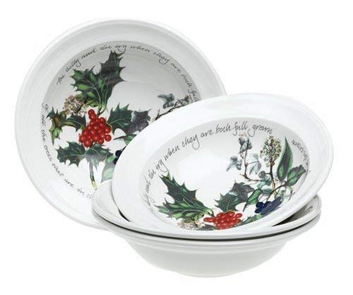 Portmeirion Holly and Ivy Oatmeal/Soup Bowls, Set of 6