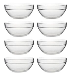 housoutil 8 packs 1.5oz stackable food prep bowl, multipurpose clear small serving bowls, glass stackable dessert bowls set dishware safe for kitchen prep, dessert, dips, candy