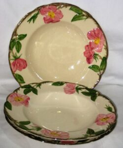 franciscan earthenware desert rose rimmed 8 1/2 inch cereal soup bowls, set of 4