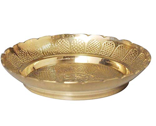 Pure Brass Sweet Plate Handcrafted Diameter 5 Inch