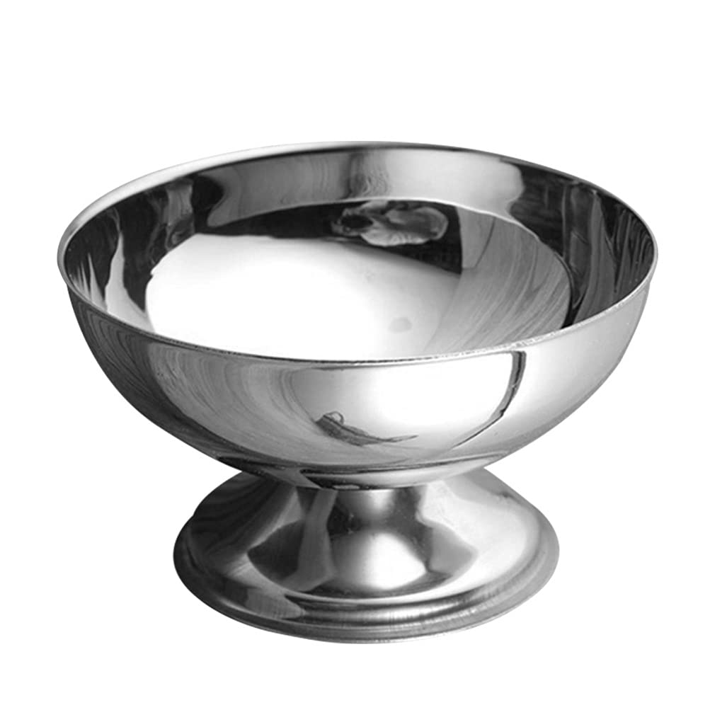 Angoily Stainless Steel Ice Cream Bowls Set of 2, Dessert Cups with Footed for Dessert, Sundae, Ice Cream, Fruit, Salad, Snack, Cocktail, Condiment, Trifle and Holiday Party Serving (9.2CM)