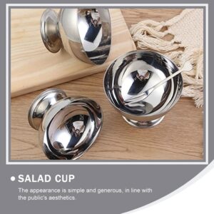 Angoily Stainless Steel Ice Cream Bowls Set of 2, Dessert Cups with Footed for Dessert, Sundae, Ice Cream, Fruit, Salad, Snack, Cocktail, Condiment, Trifle and Holiday Party Serving (9.2CM)