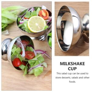 Angoily Stainless Steel Ice Cream Bowls Set of 2, Dessert Cups with Footed for Dessert, Sundae, Ice Cream, Fruit, Salad, Snack, Cocktail, Condiment, Trifle and Holiday Party Serving (9.2CM)