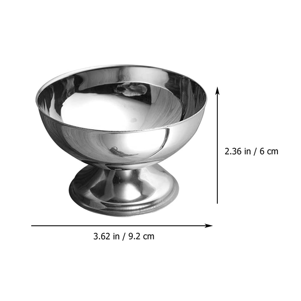 Angoily Stainless Steel Ice Cream Bowls Set of 2, Dessert Cups with Footed for Dessert, Sundae, Ice Cream, Fruit, Salad, Snack, Cocktail, Condiment, Trifle and Holiday Party Serving (9.2CM)