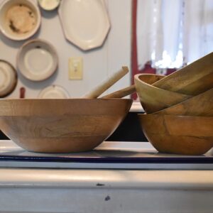 Fairwood Way Wooden Salad Bowl and Four 7 Inch Dinner Salad Bowls