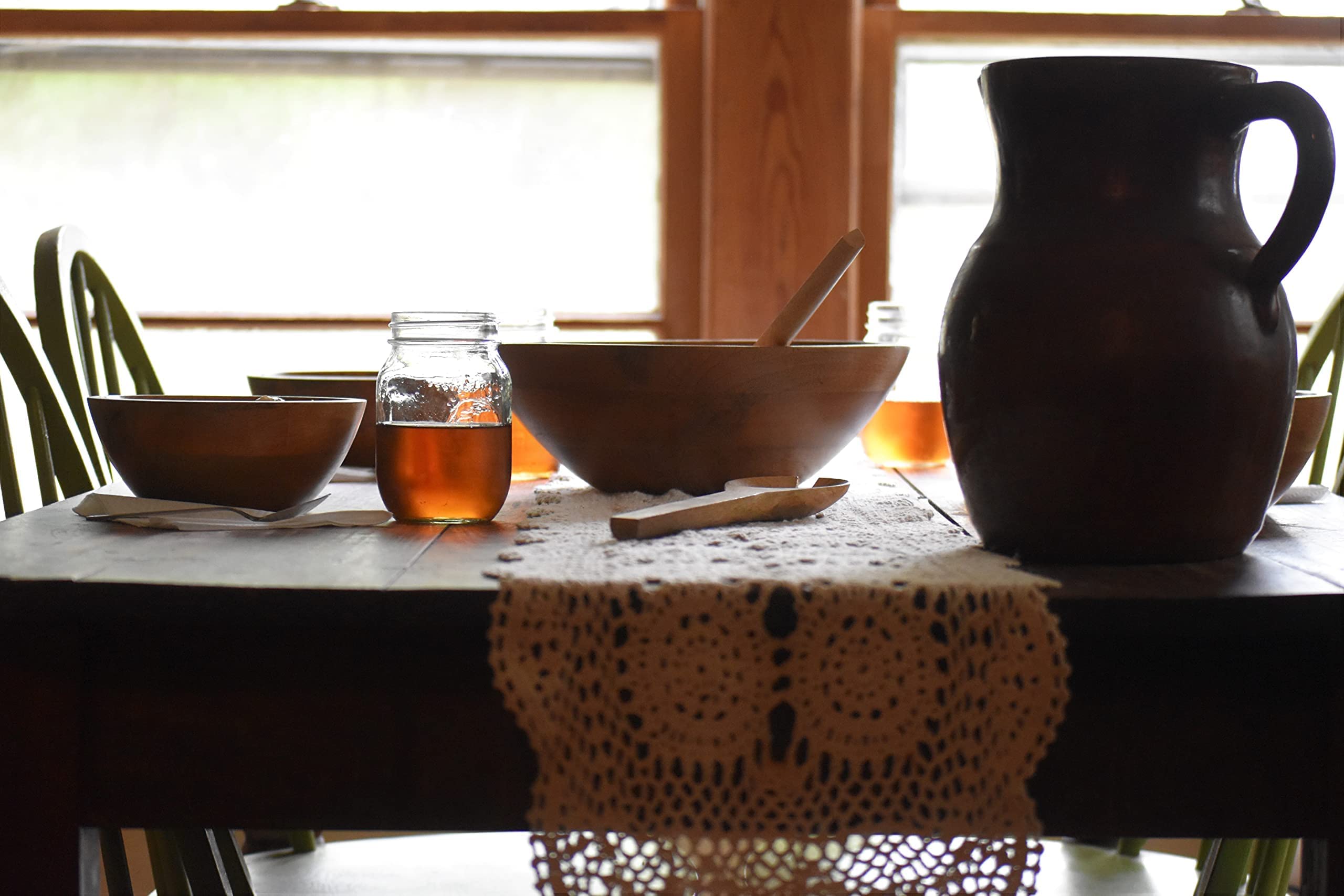 Fairwood Way Wooden Salad Bowl and Four 7 Inch Dinner Salad Bowls