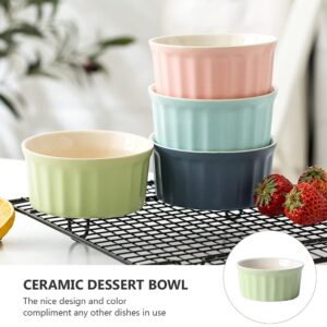 Hemoton Ceramic Baking Tool 2pcs Souffle Baking Bowl Baking Cup Baking Tool Ceramic Dessert Bowl Ceramic Baking Bowl Storage Bowl Pudding Cup Caramel Ceramics Ceramic Baking Cup