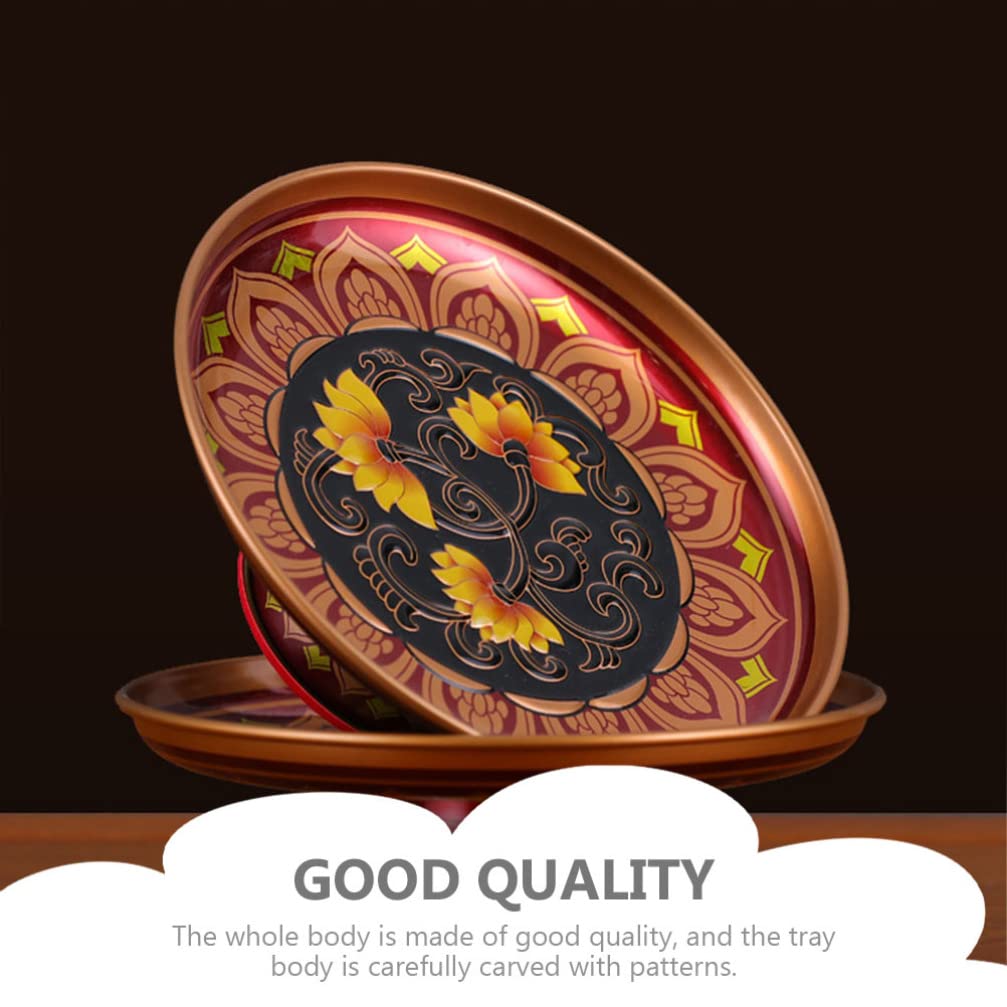 Buddhist Plate Antique Offering Bowls Worship God Sacrificial Bowl Fruit Tray Food Dessert Snack Blessing Fruit Tray Copper Bowl for Altar Rituals Incense Decorations 8in