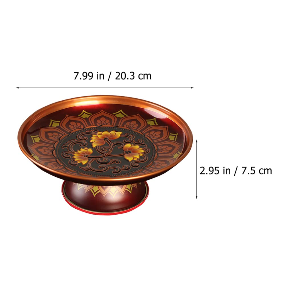 Buddhist Plate Antique Offering Bowls Worship God Sacrificial Bowl Fruit Tray Food Dessert Snack Blessing Fruit Tray Copper Bowl for Altar Rituals Incense Decorations 8in