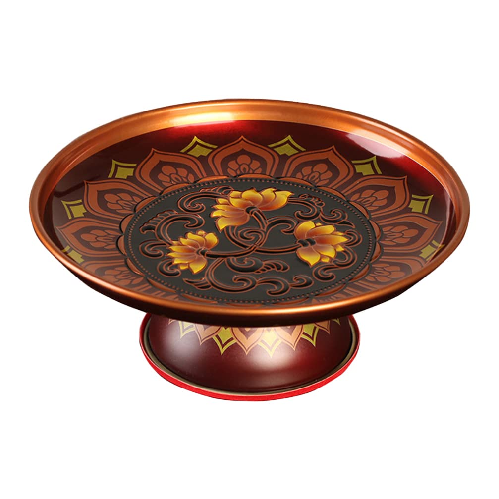 Buddhist Plate Antique Offering Bowls Worship God Sacrificial Bowl Fruit Tray Food Dessert Snack Blessing Fruit Tray Copper Bowl for Altar Rituals Incense Decorations 8in