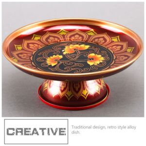 Buddhist Plate Antique Offering Bowls Worship God Sacrificial Bowl Fruit Tray Food Dessert Snack Blessing Fruit Tray Copper Bowl for Altar Rituals Incense Decorations 8in