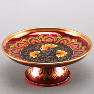 Buddhist Plate Antique Offering Bowls Worship God Sacrificial Bowl Fruit Tray Food Dessert Snack Blessing Fruit Tray Copper Bowl for Altar Rituals Incense Decorations 8in