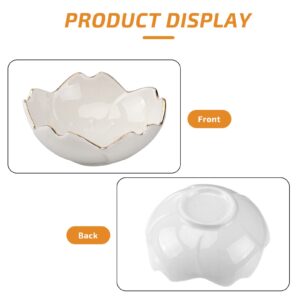 Luxshiny Ceramic Sauce Bowl Bowl Pinch Bowls 2pcs Ceramic Bowl, Gold Rim Bowls Flower Appetizer Plates Dipping Bowls for Home Kitchen (White) Sushi Soy Sauce Dish Japanese Decor