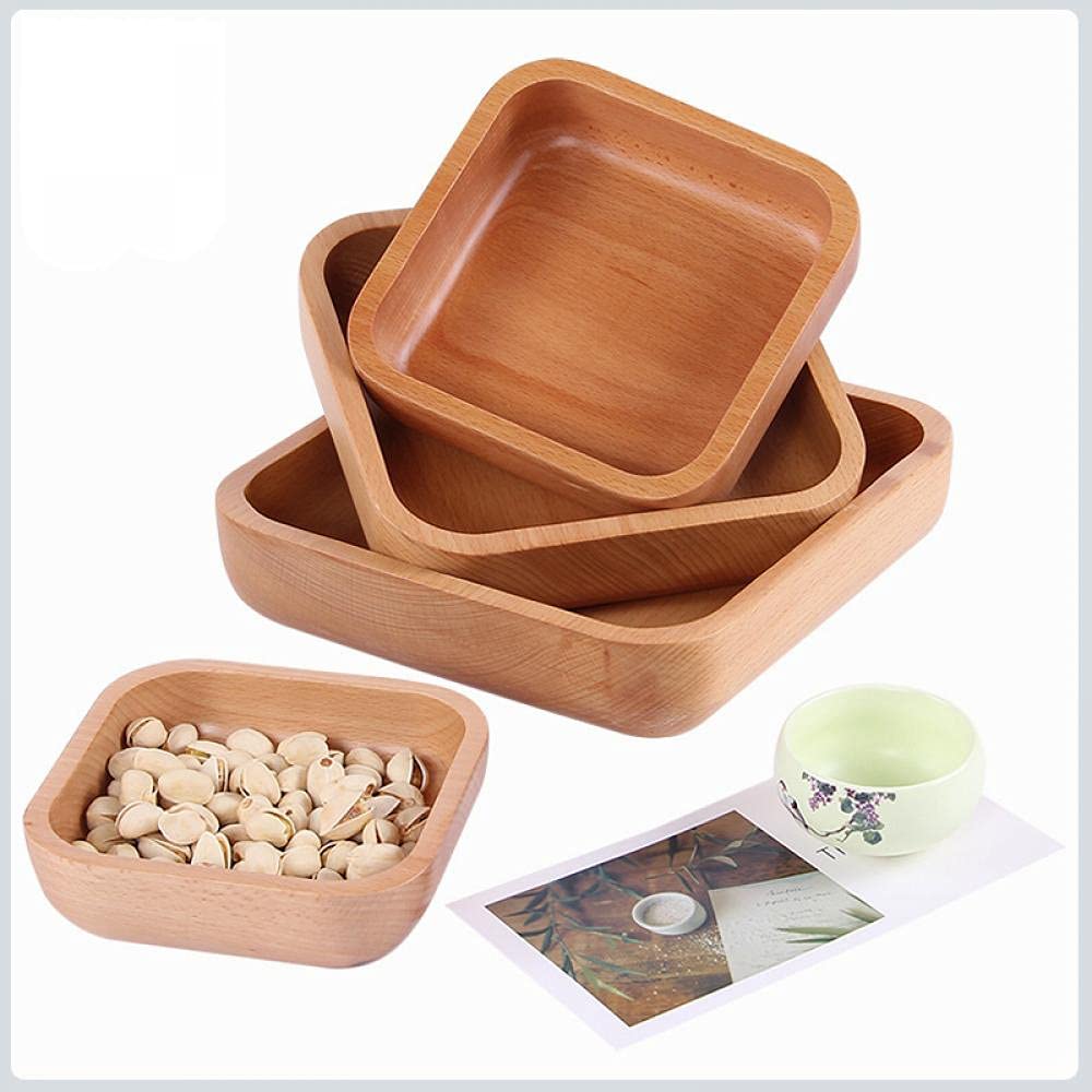 Sizikato Wooden Square Nut Bowl, 7-Inch Snack Bowl for Living Room