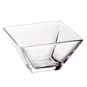 Barski Glass - Bowl - Square - For Dessert - Pasta - Fruit - Nuts - Chocolate - Set of 6 Bowls - Classic Clear - 5.5" Diameter - Made in Europe