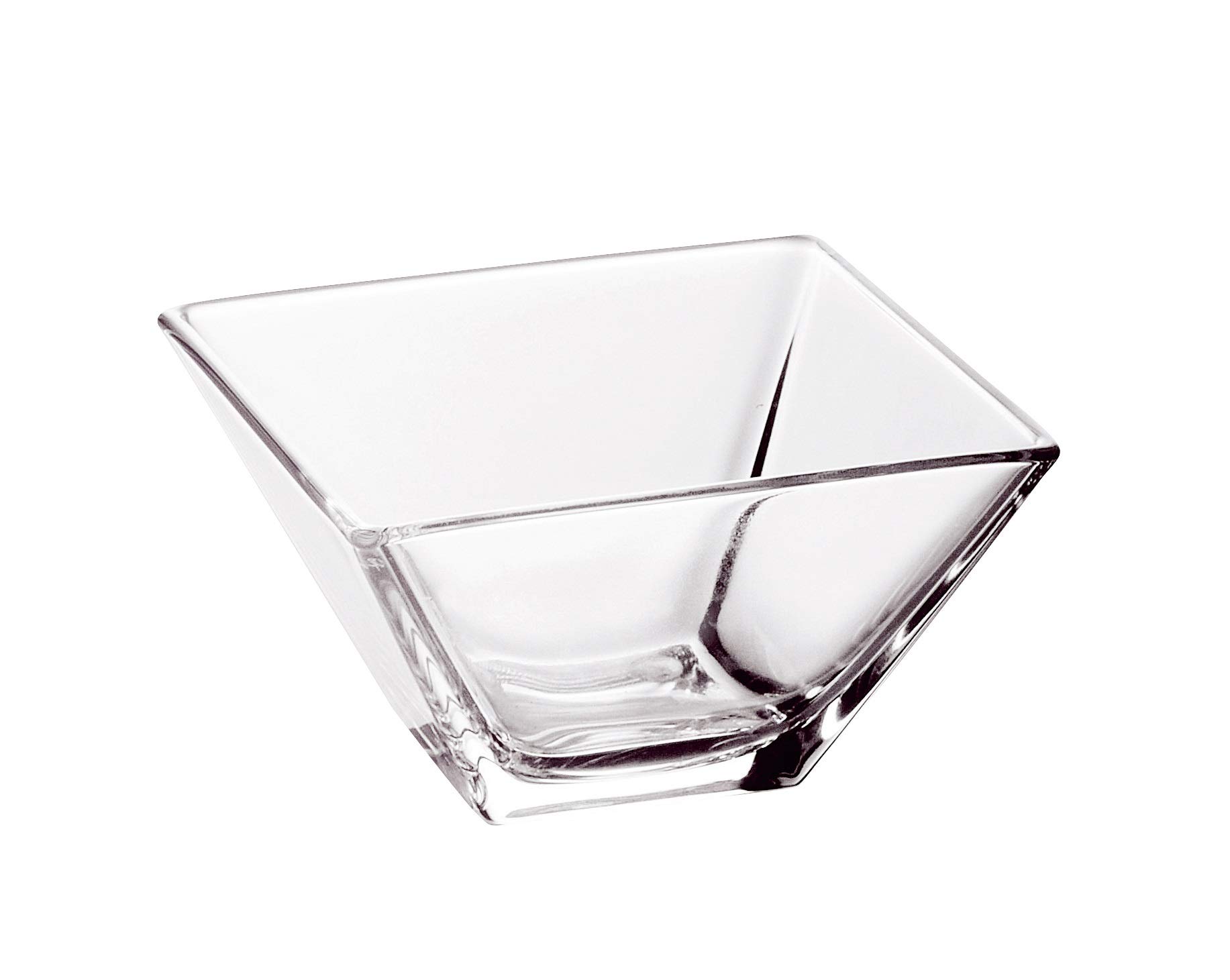 Barski Glass - Bowl - Square - For Dessert - Pasta - Fruit - Nuts - Chocolate - Set of 6 Bowls - Classic Clear - 5.5" Diameter - Made in Europe