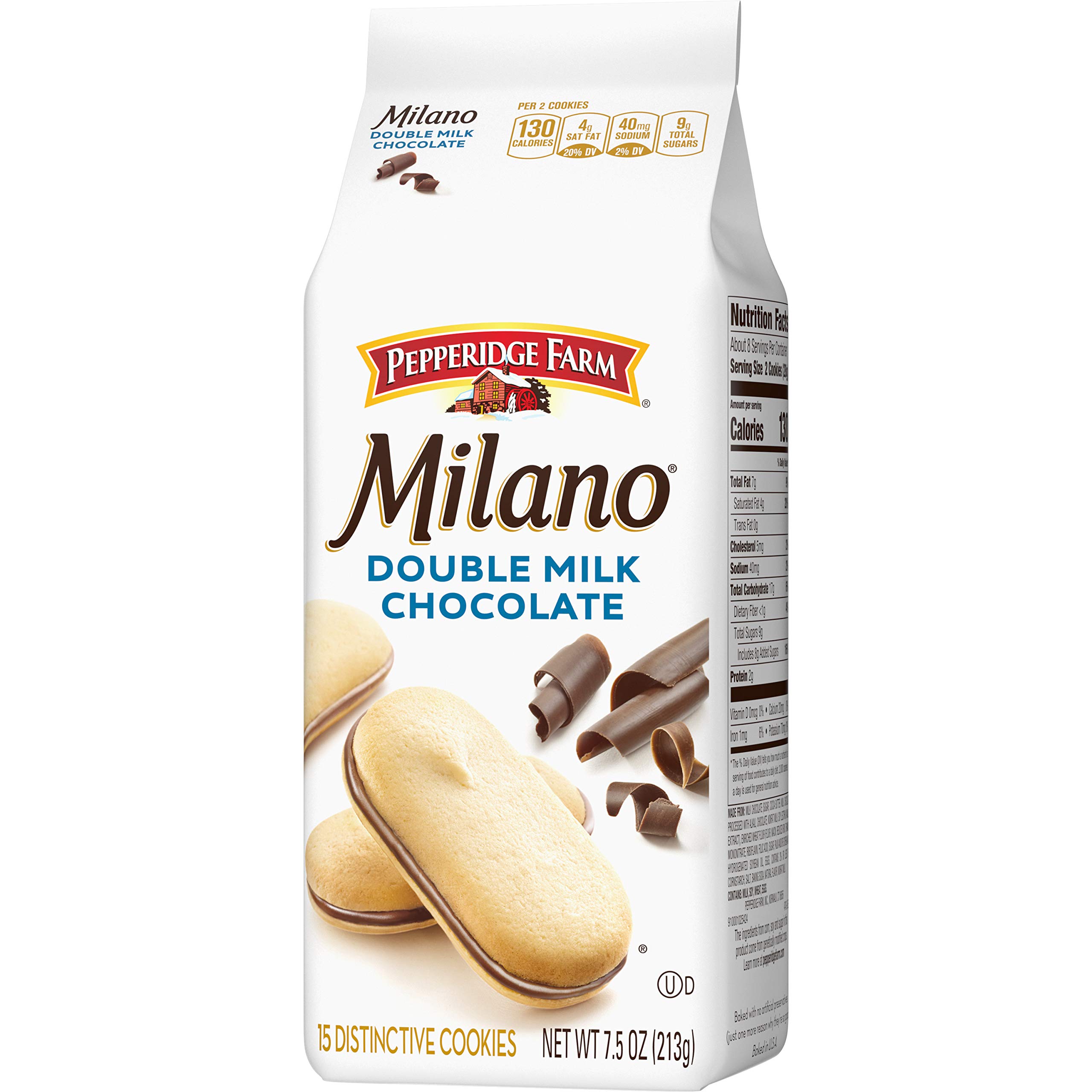 Pepperidge Farm Double Milk Chocolate Milano Cookies 7.5 oz Bag, 6 Bags