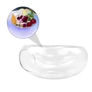 PATKAW Insulated Bowl Cold Dip Bowl 20.5X20.5CM Glass Bowls Iced Up Salad Bowl Chilled Serving Dish with Ice Chamber Iced Dip- On- Ice Serving Bowl Dry Ice Salad Bowl for Hotel, Party Glass Bowls