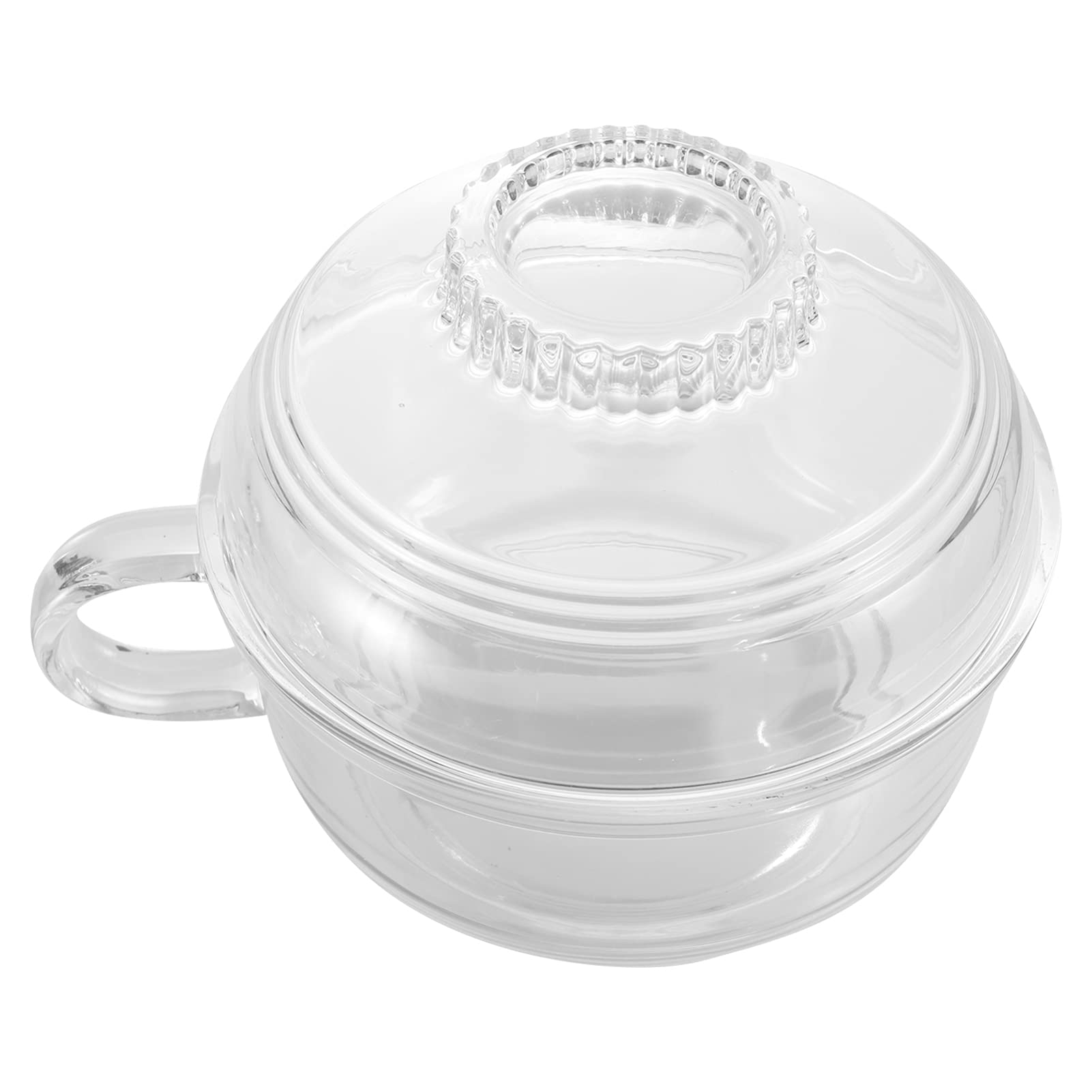 Housoutil Glass Noodle Bowls Transparent Pasta Noodles Bowl with Lid and Handle, Glass Soup Bowl for Noodles, Soup, Cereals- Glass Glass Soup Bowls