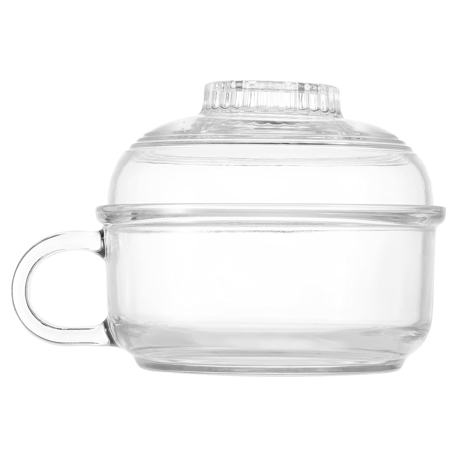 Housoutil Glass Noodle Bowls Transparent Pasta Noodles Bowl with Lid and Handle, Glass Soup Bowl for Noodles, Soup, Cereals- Glass Glass Soup Bowls