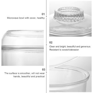 Housoutil Glass Noodle Bowls Transparent Pasta Noodles Bowl with Lid and Handle, Glass Soup Bowl for Noodles, Soup, Cereals- Glass Glass Soup Bowls