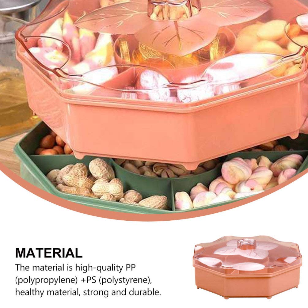 Cabilock Creative Flower Type Candy Box Plastic Snack Storage Tray Double-Layer Snacks Partition Manager Container Dried Fruit Plate for Home Wedding Christmas Party (Rose Red)