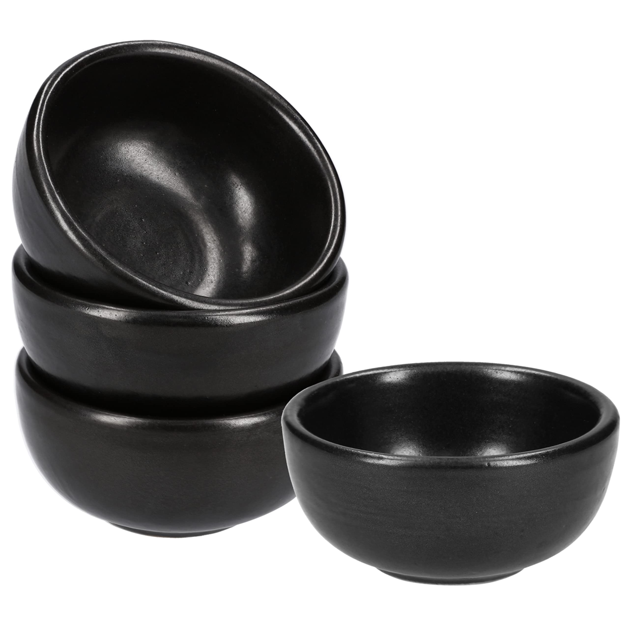 MAKOLO Ceramic Soy Sauce Dish Small Dipping Bowls, 3 in, Set of 4 (Pastel Red)