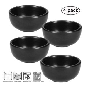 MAKOLO Ceramic Soy Sauce Dish Small Dipping Bowls, 3 in, Set of 4 (Pastel Red)