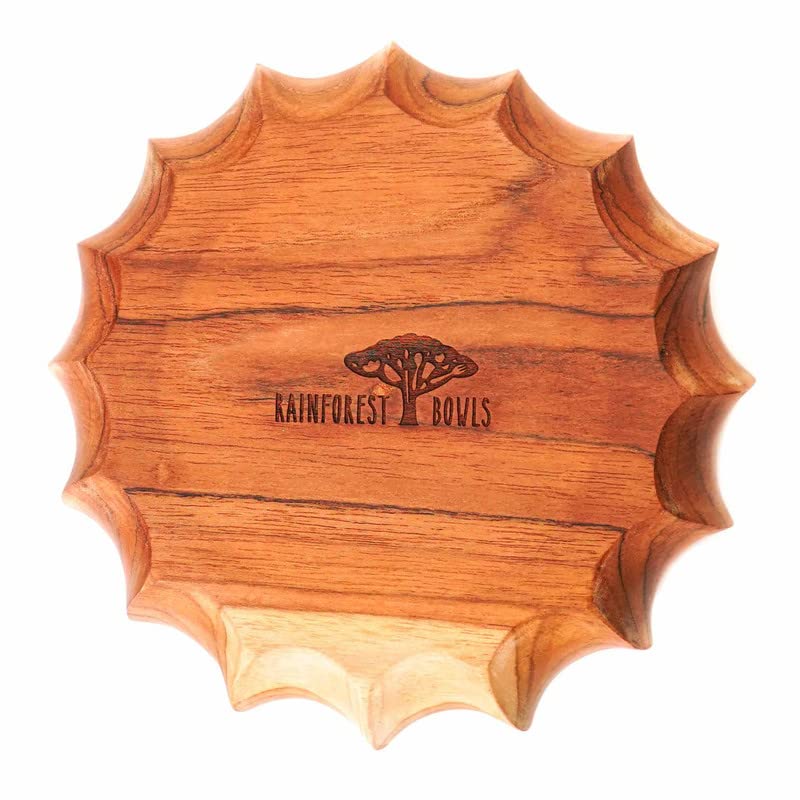 Rainforest Bowls Set of 2 7" Large Fluted Javanese Teak Wood Bowls- Perfect for Everyday Use, Hot & Cold Friendly, Ultra-Durable- Exclusive Luxury Wooden Bowl Design Handcrafted by Indonesian Artisans