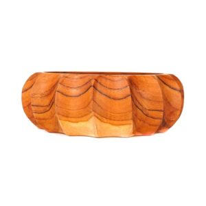 Rainforest Bowls Set of 2 7" Large Fluted Javanese Teak Wood Bowls- Perfect for Everyday Use, Hot & Cold Friendly, Ultra-Durable- Exclusive Luxury Wooden Bowl Design Handcrafted by Indonesian Artisans