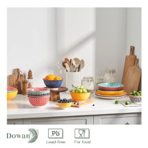 DOWAN 18 Piece Dish Set Include 4 Dinner Plates, 4 Salad Plates, 4 Cereal Bowls, 6 Soup Bowls