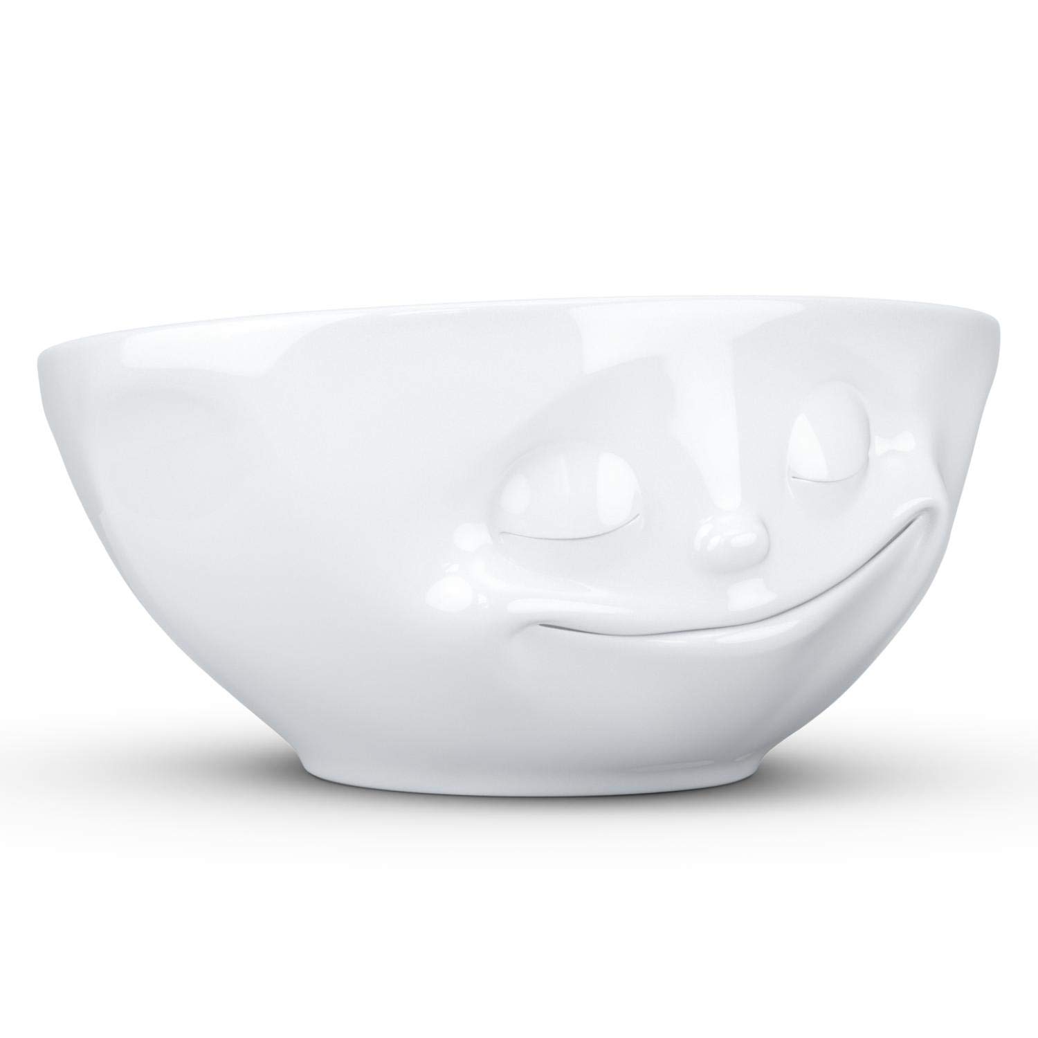 FIFTYEIGHT PRODUCTS TASSEN Porcelain Bowl, Happy Face Edition, 11 oz. White (Single Bowl) Medium Bowl for Soup Cereal