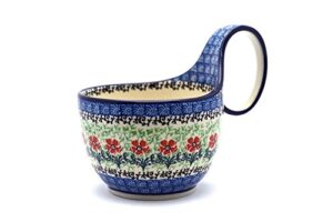 polish pottery loop handle bowl - maraschino